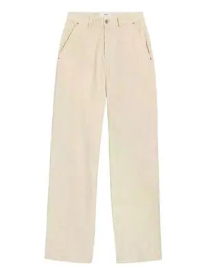 Ami Cotton Wide-leg Trousers - Neutrals