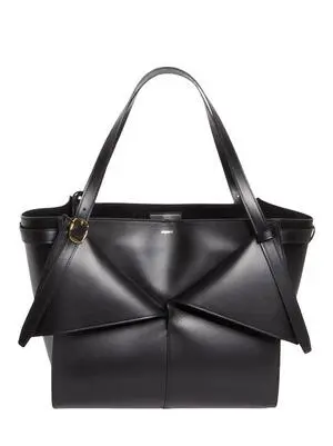 Coperni Belt Cabas Leather Tote - Black/black