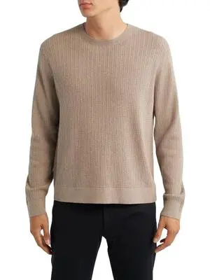 Theory Riland Cable Stitch Cotton Crewneck Sweater - Feather Melange