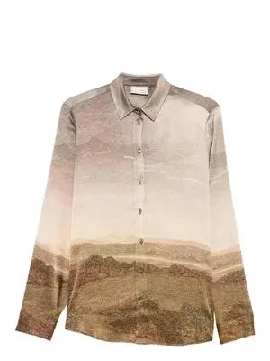PIERRE-LOUIS MASCIA Landscape Print Shirt - Brown