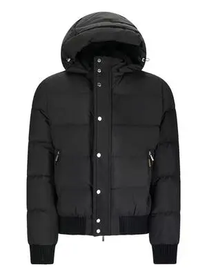 MOORER Hooded Quilted Bomber Jacket - Black