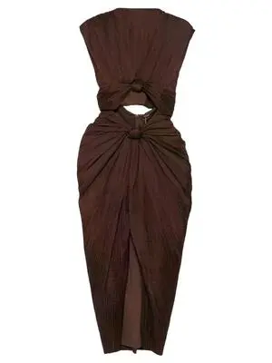 Cult Gaia Inaya Plissé Midi Dress - Brown