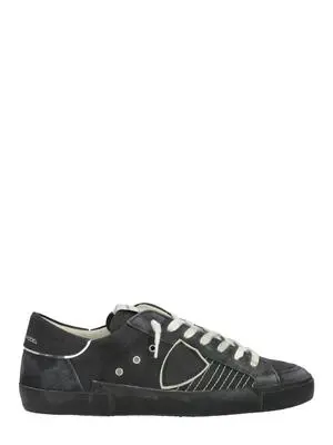 Philippe Model Prsx Suede-panelled Low-top Sneakers - Black
