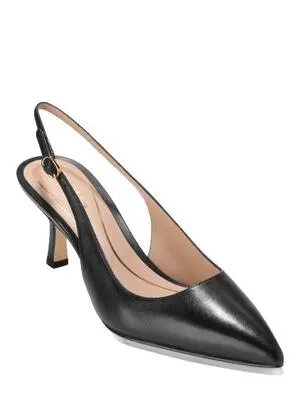 Cole Haan Hansell Slingback Pointed Toe Pump - Black Leather