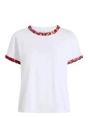 Cinq À Sept Braided Trim Tee - White