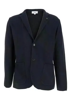 LARDINI Knitted Flower-detail Blazer - Blue
