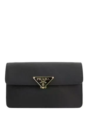Prada Saffiano Leather Mini Bag With Triangle Logo - Black