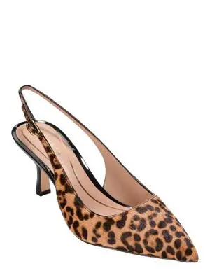 Cole Haan Hansell Pointed Toe Slingback Pumps - Leopard Print Hair Calf