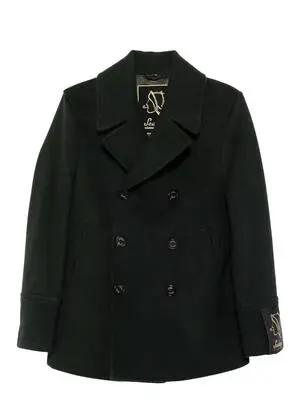 SEALUP Buttoned Double-breasted Pea Coat - Green