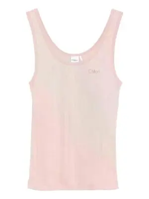 Chloé Embroidered-logo Tank Top - Pink