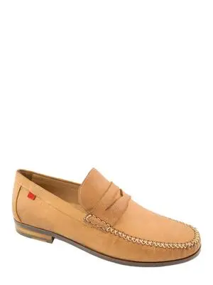 MARC JOSEPH NEW YORK Walker Street Leather Penny Loafer - Tan Pebble Nobuck