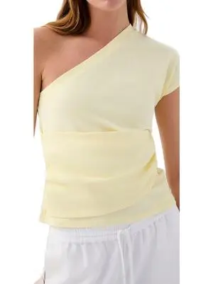SCALPERS Asy Draped Tee - Lightyellow