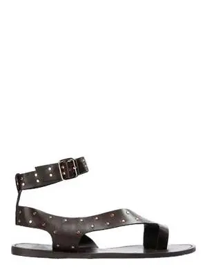 SCALPERS Atenas Studded Leather Sandals - Darkbrown