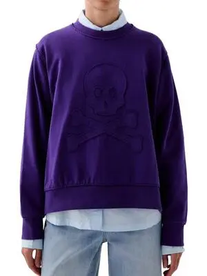 SCALPERS Raw Skull Cotton Sweatshirt - Darkpurple