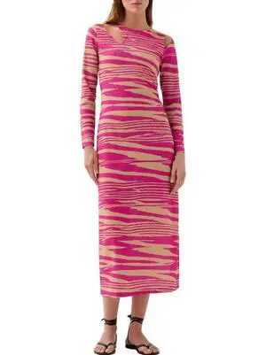 SCALPERS Zebra Print Jersey Dress - Pink