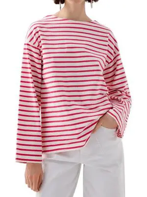 SCALPERS Striped Long Sleeve T-shirt - Coralstripes