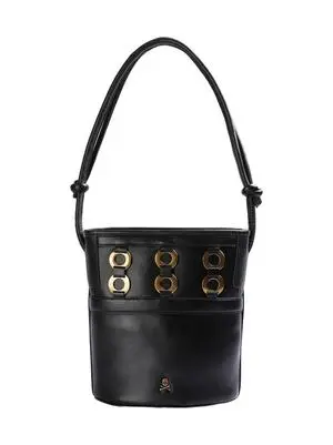 SCALPERS Studded Leather Bucket Bag - Black