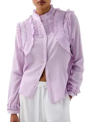 SCALPERS Pleated Frill Shirt Purple