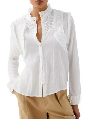 SCALPERS Pleated Frill Shirt - White