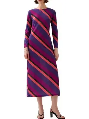 SCALPERS Stripes Lurex Jersey Dress - Purple
