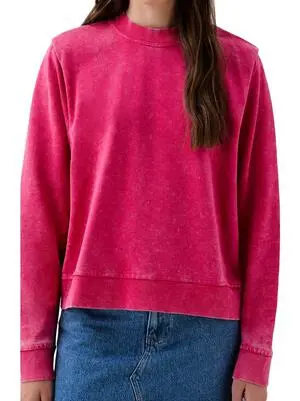 SCALPERS Padded Marble Long-sleeve Cotton Sweatshirt - Fucsia