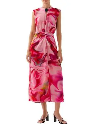 SCALPERS Printed Tie Dress - Pink