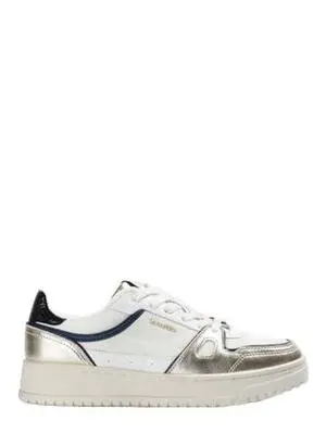 SCALPERS Vega Suede And Mesh Platform Sneakers - Goldavy