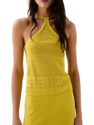 SCALPERS Pointelle Knit Top - Yellow