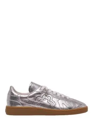 Maje Metallic Leather Sneakers - Silver