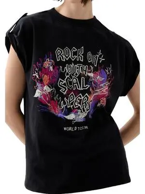 SCALPERS Rock On Cotton T-shirt - Darkgrey