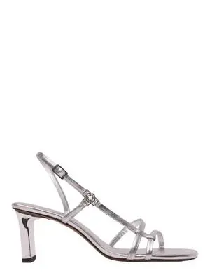 Maje Metallic Strappy Heeled Sandals - Silver