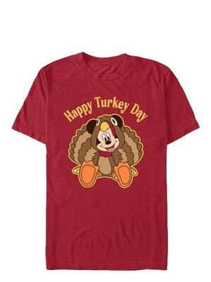 MICKEY & FRIENDS Happy Turkey Day Short Sleeve Graphic T-shirt - Cardinal