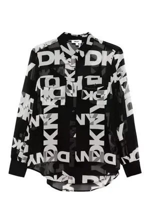 Dkny Logo-print Button-down Shirt - Black