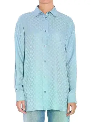 Gucci Gg Monogram Silk Shirt - Blue