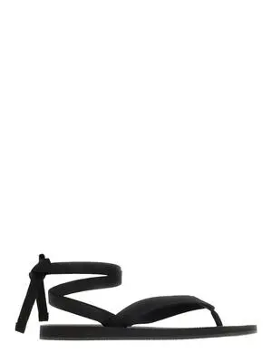 THE ROW Flat Sandals With Ribbon Fastening - Black