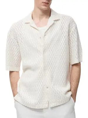 Mango Open Stitch Knit Shirt - Off White