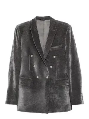 REVERES 1949 Velvet Double-breasted Jacket - Grey