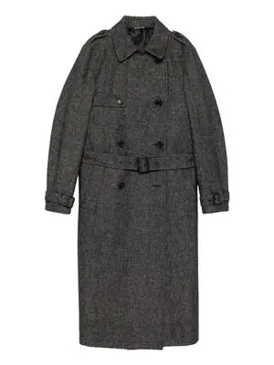 ERALDO Belted Double-breasted Coat - Black