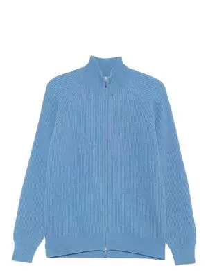 BARBA NAPOLI Ribbed Zip-up Cardigan - Blue