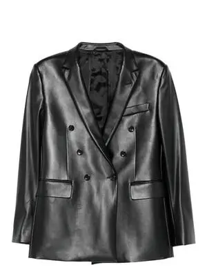 REVERES 1949 Double-breasted Leather Jacket - Black