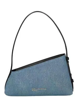 Karl Lagerfeld Denim Shoulder Bag With Logo Plaque - Blue