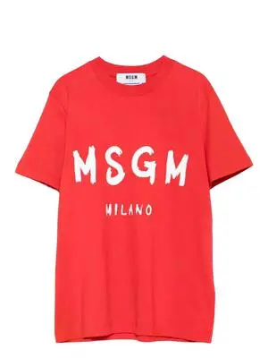 MSGM Logo-print Cotton T-shirt - Red