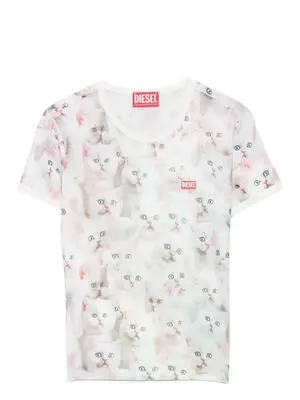 DIESEL All-over Cat-print Short-sleeved T-shirt - White