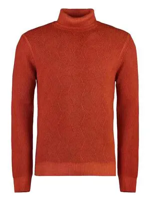 MOORER Ribbed Turtleneck Sweater - Orange