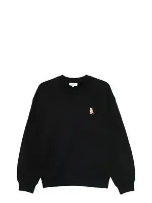 Maison Kitsuné Fox-embroidered Cotton Sweatshirt - Black