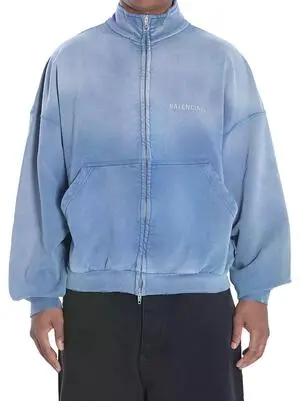 Balenciaga Logo-embroidered Zip-up Jacket - Blue