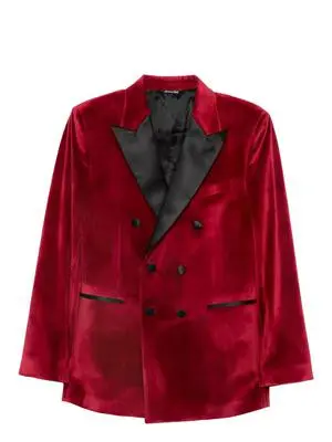 REVERES 1949 Velvet Double-breasted Jacket - Red