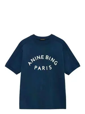 ANINE BING Jaylin Logo-Print T-Shirt Blue