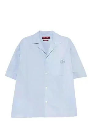 Gucci Embroidered Short-sleeve Shirt - Blue