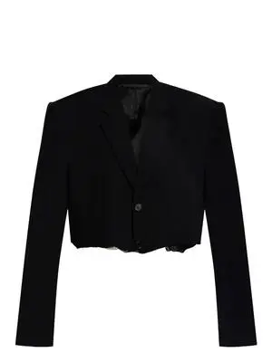 Balenciaga Single-breasted Blazer With Frayed Hem - Black